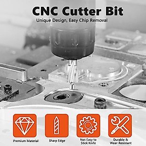 Akozon 5pcs M3-M8 Slotting Counterbore End Mill Cutter Solid Slot Countersink End Mill Drill Bit