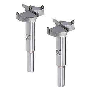 uxcell Forstner Drill Bits 35mm, Tungsten Carbide Wood Hole Saw Auger Opener, Woodworking Hinge Hole Drilling Boring Bit Cutter, 2pcs (Gray)