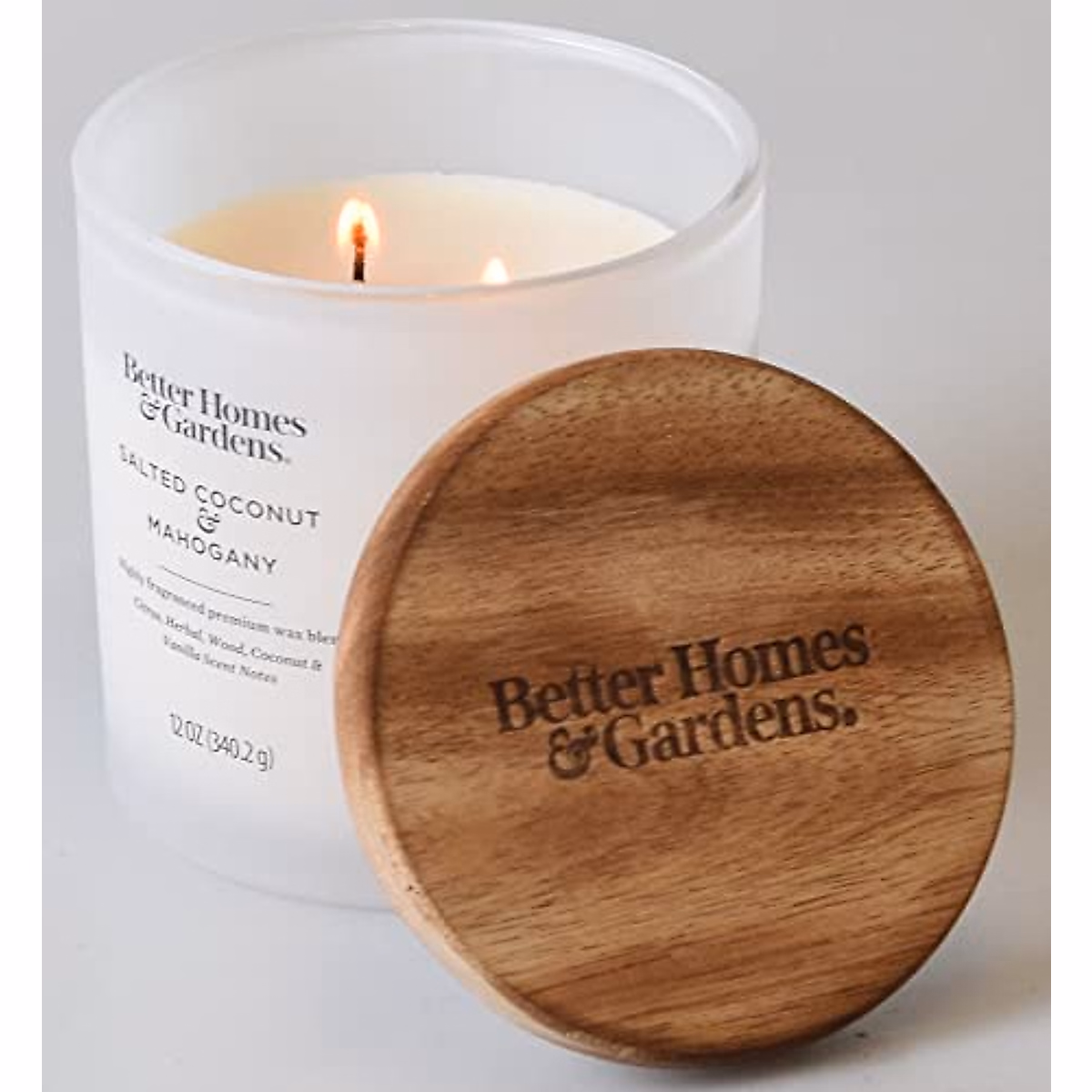 BetterHomes&Gardens 12oz Scented Candle, Salted Coconut & Mahogany 2-Pack, Cream, 35524