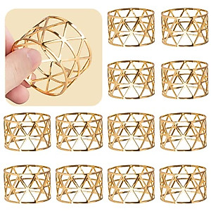 12PCS – Napkin Rings, Gold Napkin Rings Set of 12, Holiday Napkin Holders for Dining, Anniversary, Birthday, Christmas, Easter, Fall, Halloween, Thanksgiving, Party of Table Setting