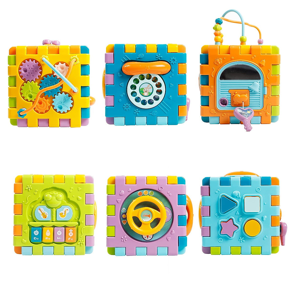 Lulu Home Toddler Activity Cube, 6-in-1 Learning Activity Center Play Square with Musical Toys, Multi Purpose Educational Toys Birthday for Kids 18 Months and Up