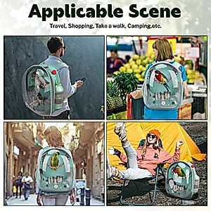 Rypet Bird Carrier Backpack Parrot Portable Breathable Bag Pet Bird Lightweight Travel Cage with Standing Perch and Stainless Steel Tray