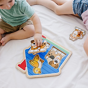 Melissa & Doug Pets Jumbo Peg Wooden Puzzle; Animal Puzzles, Peg Puzzles for Toddlers Ages 1+