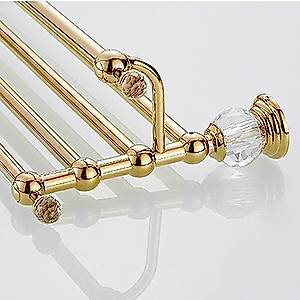 Sharunec Towel Rack for Bathroom and Lavatory,Wall Mount Tower Holder Towel Hanger with Double Towel Bars,SUS 304 Stainless Steel,Gold
