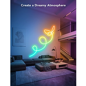 Govee Neon Rope Lights RGBIC, 16.4ft LED Strip Lights Music Sync, Customizable DIY Design, Works with Alexa Google Assistant, Personalized Neon Lights for Gaming Room Wall Decor (Not Support 5G WiFi)