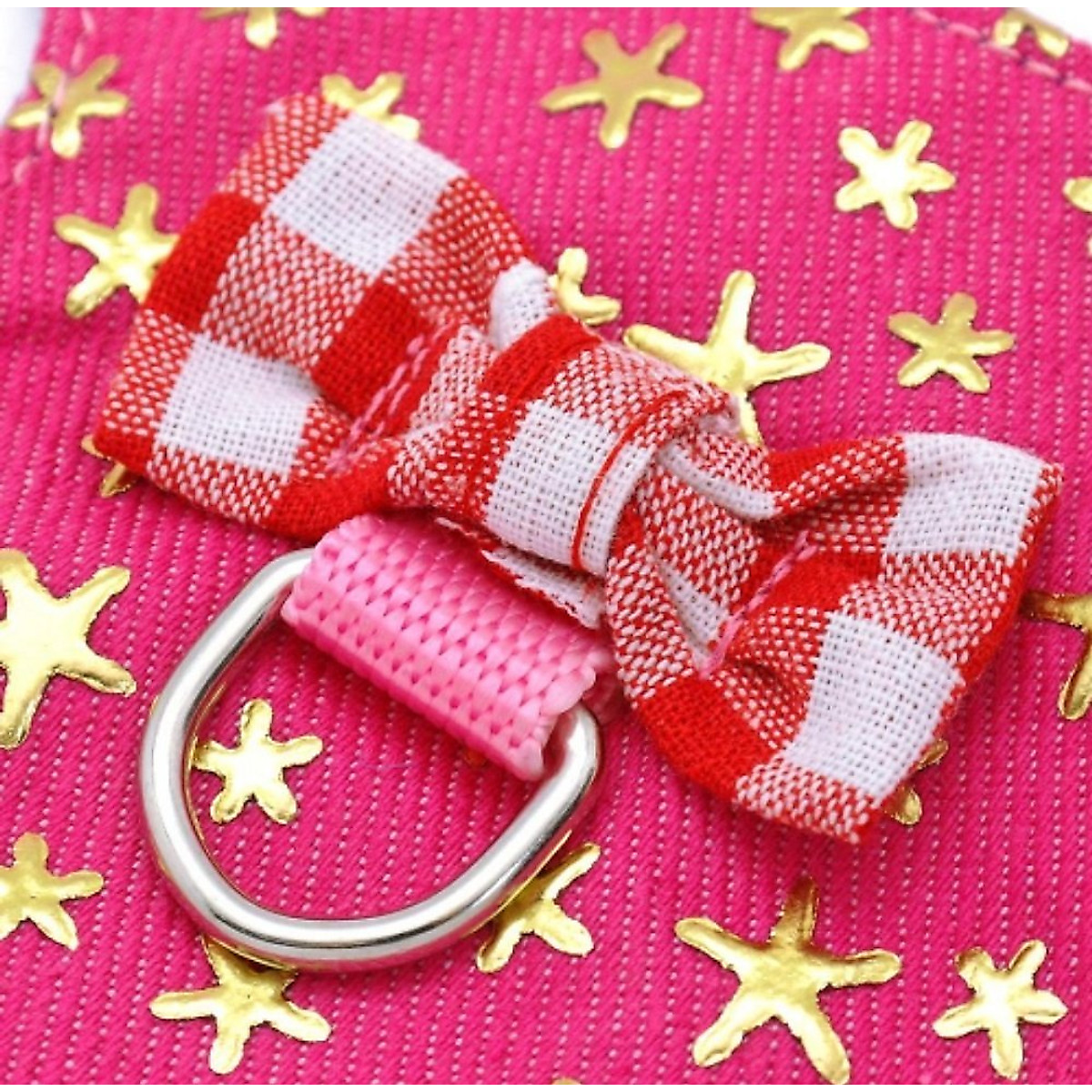 CheeseandU Small Pet Outdoor Walking Harness Vest and Leash Set with Cute Bowknot Decor Chest Strap Harness for Rat Ferret, Squirrel Hamster Clothes Accessory, Pink Star