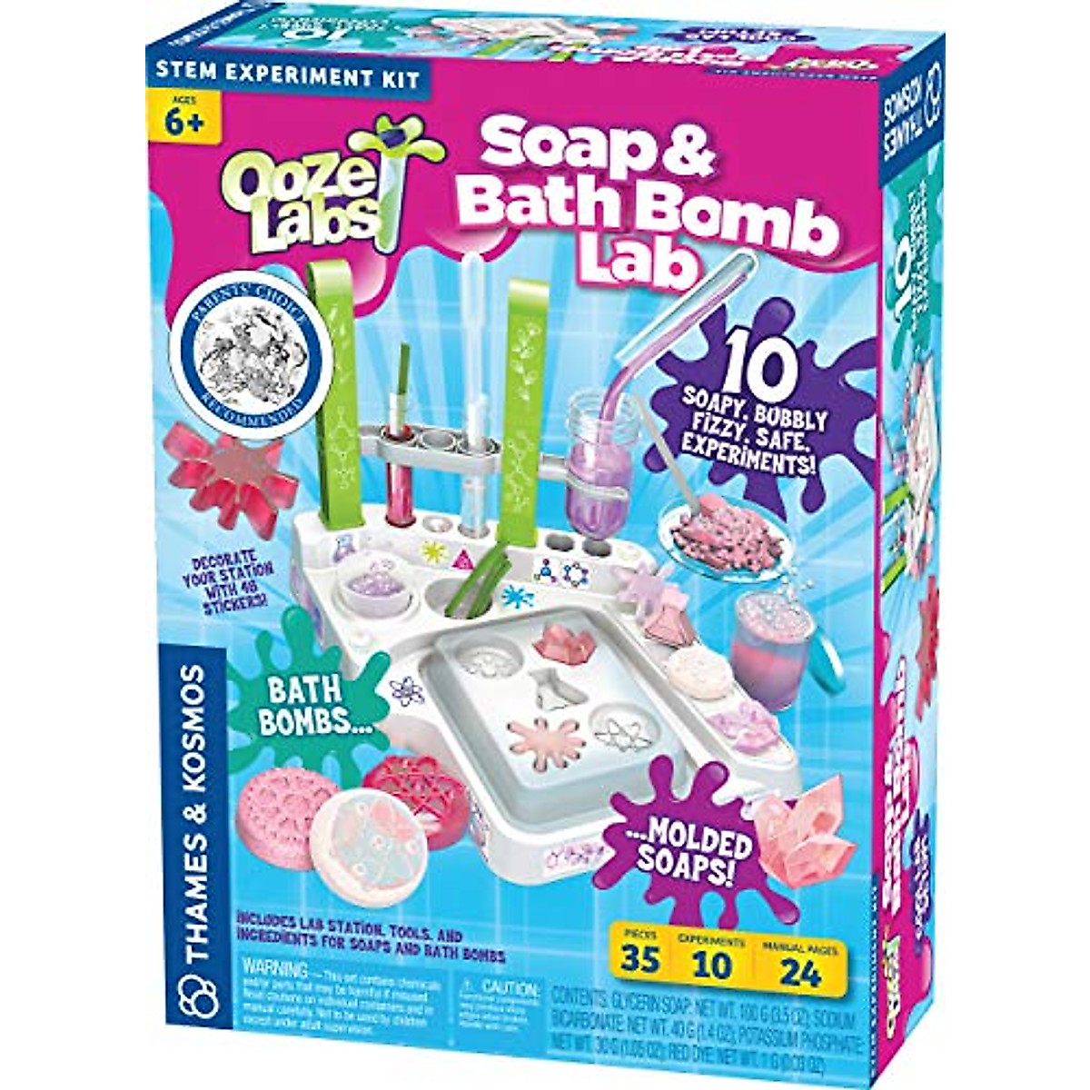 Thames & Kosmos Ooze Labs Soap & Bath Bomb Lab Kit - 10 Cosmetology & Skin Care Experiments | Parents' Choice Award Winner