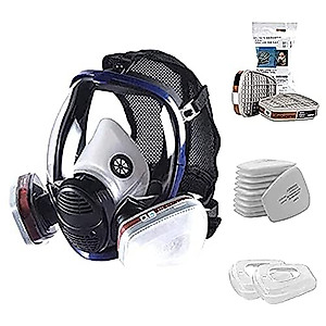 EROCK 15in 1 Reusable Full Face Respirator Widely Used in Paint Sprayer,Woodworking,Welding,Dust Protector and Other Work Protection (Medium)