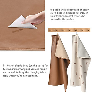 Owlowla Baby Diaper Changing Pad Portable Changing Mat Travel Changing Pad Liner for Baby and Small Toddler(Classic Brown&Brush Strokes)