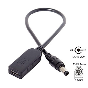 cablecc USB 3.1 Type C USB-C to DC 20V 5.5 2.5mm & 2.1mm Power Plug PD Emulator Trigger Charge Cable for Laptop