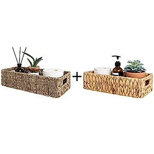 StorageWorks Seagrass Baskets with Built-in Handles + Water Hyacinth Basket for Toilet Paper