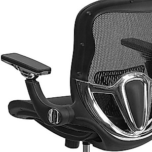 Flash Furniture Sam Mid-Back Transparent Black Mesh Executive Swivel Ergonomic Office Chair with Synchro-Tilt & Height Adjustable Flip-Up Arms