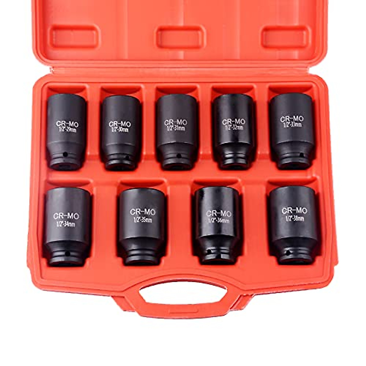 9 Pcs Axle Nut Hub Impact 1/2" Drive Socket 29 30 31 32 33 34 35 36 38mm Socket Set