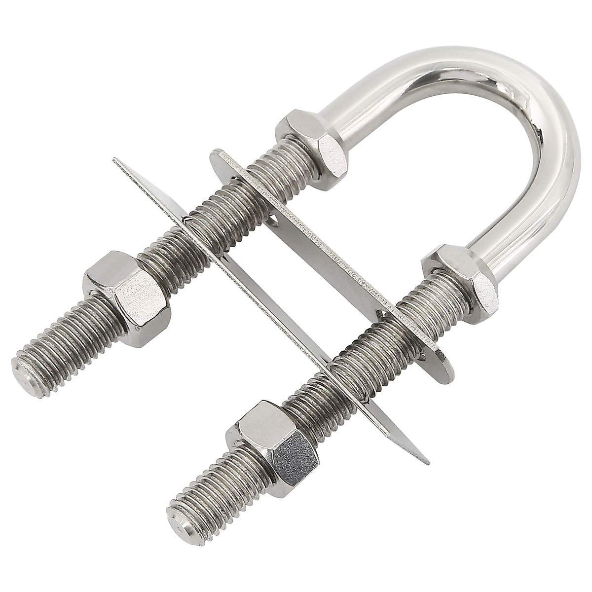 NovelBee 2-Pack of Stainless Steel Bow Stern Eye Tie Down U Bolt with Nuts and Washers,Stock Dia.1/2" (Length:5-1/4")