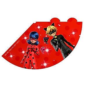 PC 10 Miraculous Ladybug Paper Hats for Kids. Cartoon Miraculous Ladybug Birthday Party Supplies.