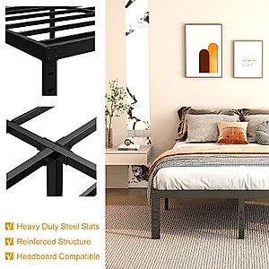 Bednowitz Twin Bed Frames, 12 Inch High Platform Bed No Box Spring Needed, Heavy Duty Metal Frame, Noise-Free Mattress Foundation, Easy Assembly, Black