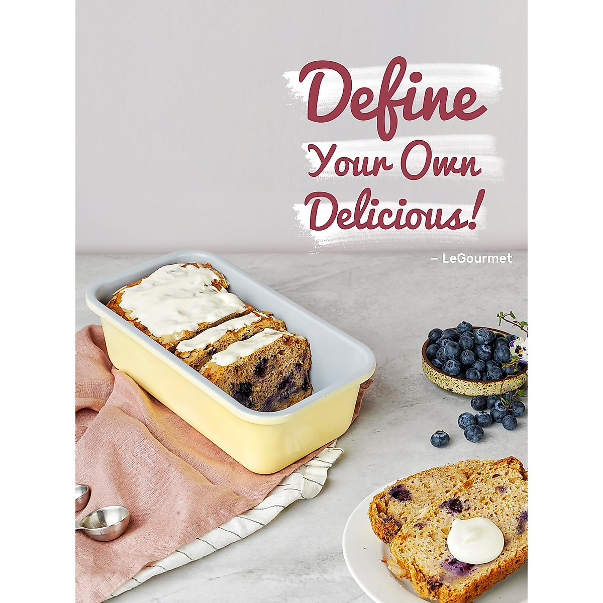 LeGourmet Nonstick Bread Loaf Pan 9 X 5 Inch, Ceramic Coating, Non-Toxic, Rust Resistant Aluminized Steel, Perfect 1 lb Baking Dish for Meatloaf, Pound Cake & Brownie (Butter)