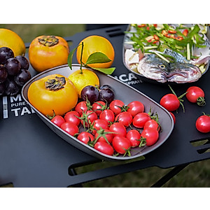 Boundless Voyage Reusable Titanium Pan Dinner Plate Ultralight Dish with Carry Bag Outdoor Camping Portable Tableware Pasta Salad Plate Dishwasher Safe (1 Pack) Ti1114T