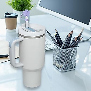 4PCS 10mm Flower Straw Covers Compatible with Stanley 30&40 Oz Tumbler, Flower Cute Shape Straw Toppers Reusable Straw Protectors Cap for 10mm Straws