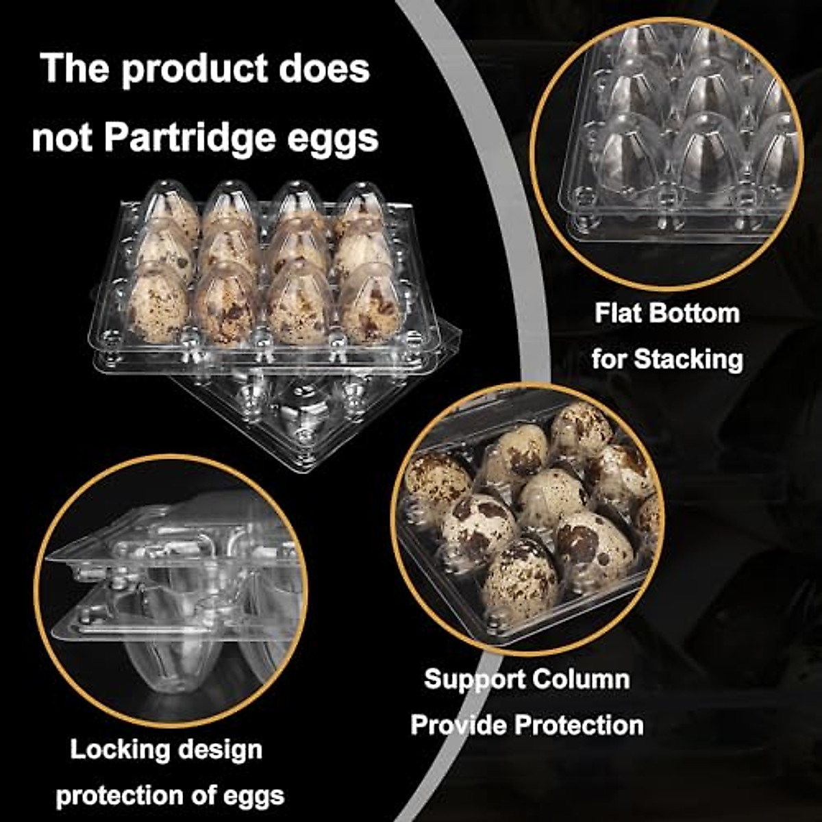 210 Pack Quail Egg Cartons, Clear Plastic Quail Egg Trays, Holds up to 12 Quail Eggs Securely - Your Ultimate Small Eggs Carton Holders for Bulk Storage and Display by KUKLIPJIM
