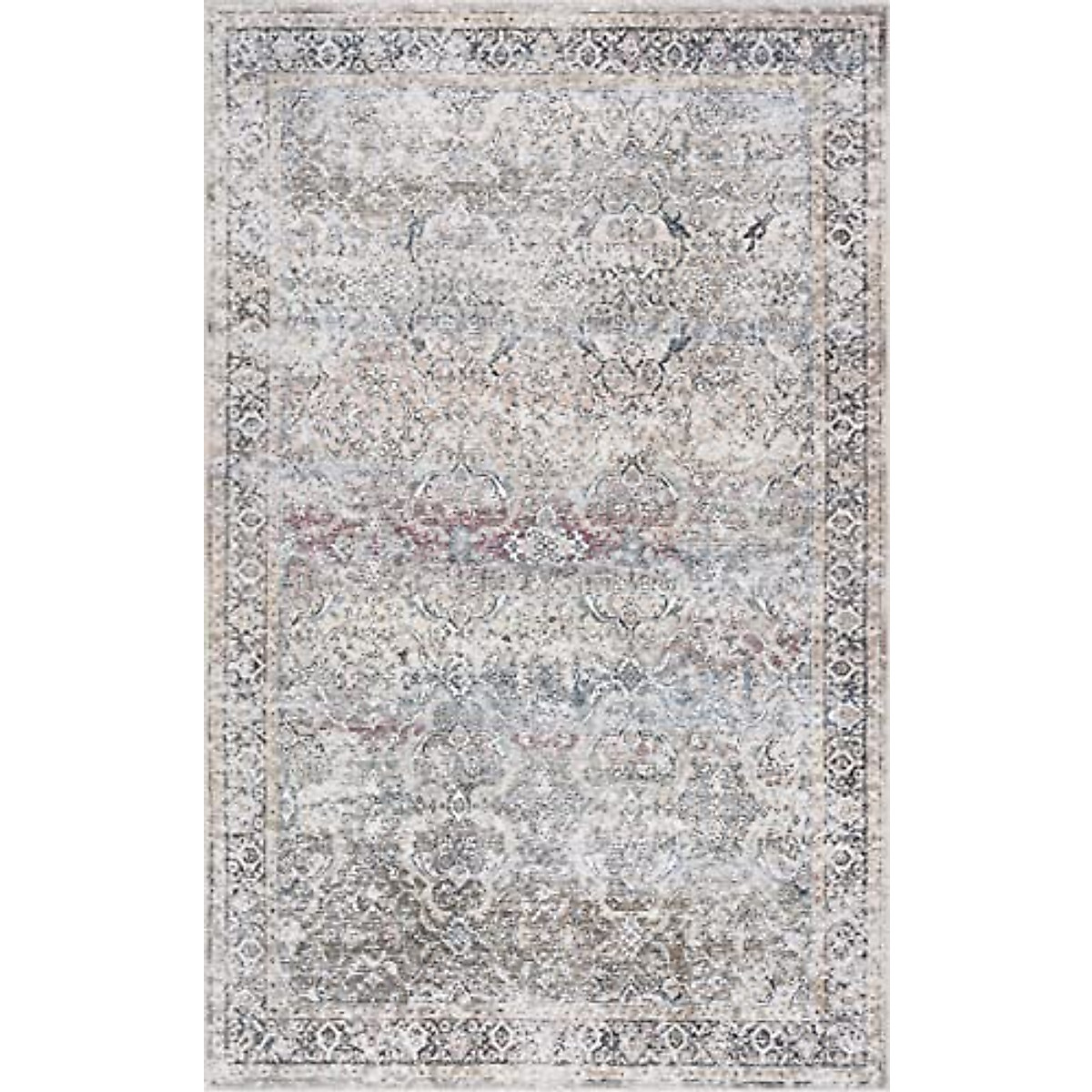 Hauteloom Holi Collection Shiraz - Machine Washable Oriental Persian Living Room Kitchen Bedroom Dining Room Area Rug - Neutral Vintage Distressed Boho Style - Beige, Red, Olive Green - 9'2"x12'