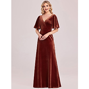 Ever-Pretty Women's Retro Evening Gown A Line V-Neck Wrap Velvet Long Formal Dresses Maroon US12