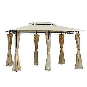 ADUH Outdoor 2-Tier Steel Frame Up Shade Gazebo Sun and Rain Protection Outdoor Garden Furniture
