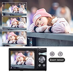 Digital Camera Point and Shoot Camera 2.7K 48MP Kids Camera with 16X Digital Zoom, 32G SD Card