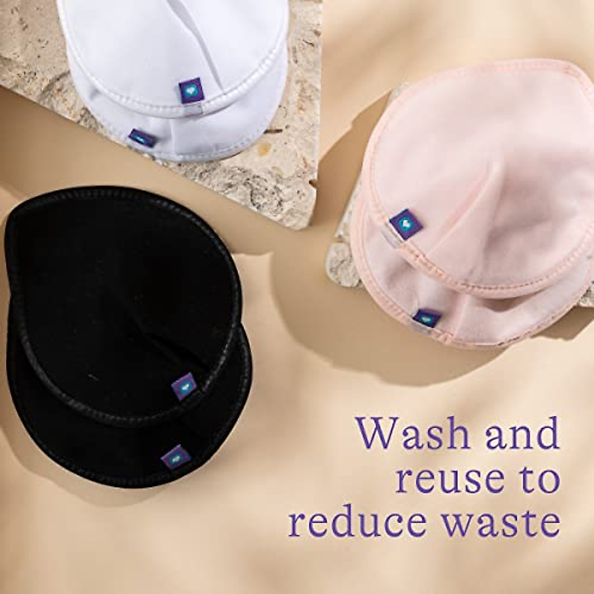 Lansinoh Reusable Nursing Pads for Breastfeeding Mothers, 8 Washable Pads, Pink and Black, Includes Mesh Wash Bag