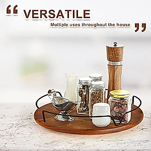 simesove Lazy Susan Turntable 10inch Spinning Spice Rack Holder Kitchen Cabinet Counter Top Organizer 360 Degree Turntable Turning Table (Walnut, 10" (1 Tier))