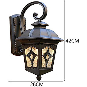 Ksainiy Waterproof Garden Light Retro Glass Lantern Shape Wall Lights Sconce for Yard Home Stairs Patio Garden Driveway Outdoor Decoration Edison Wall Light
