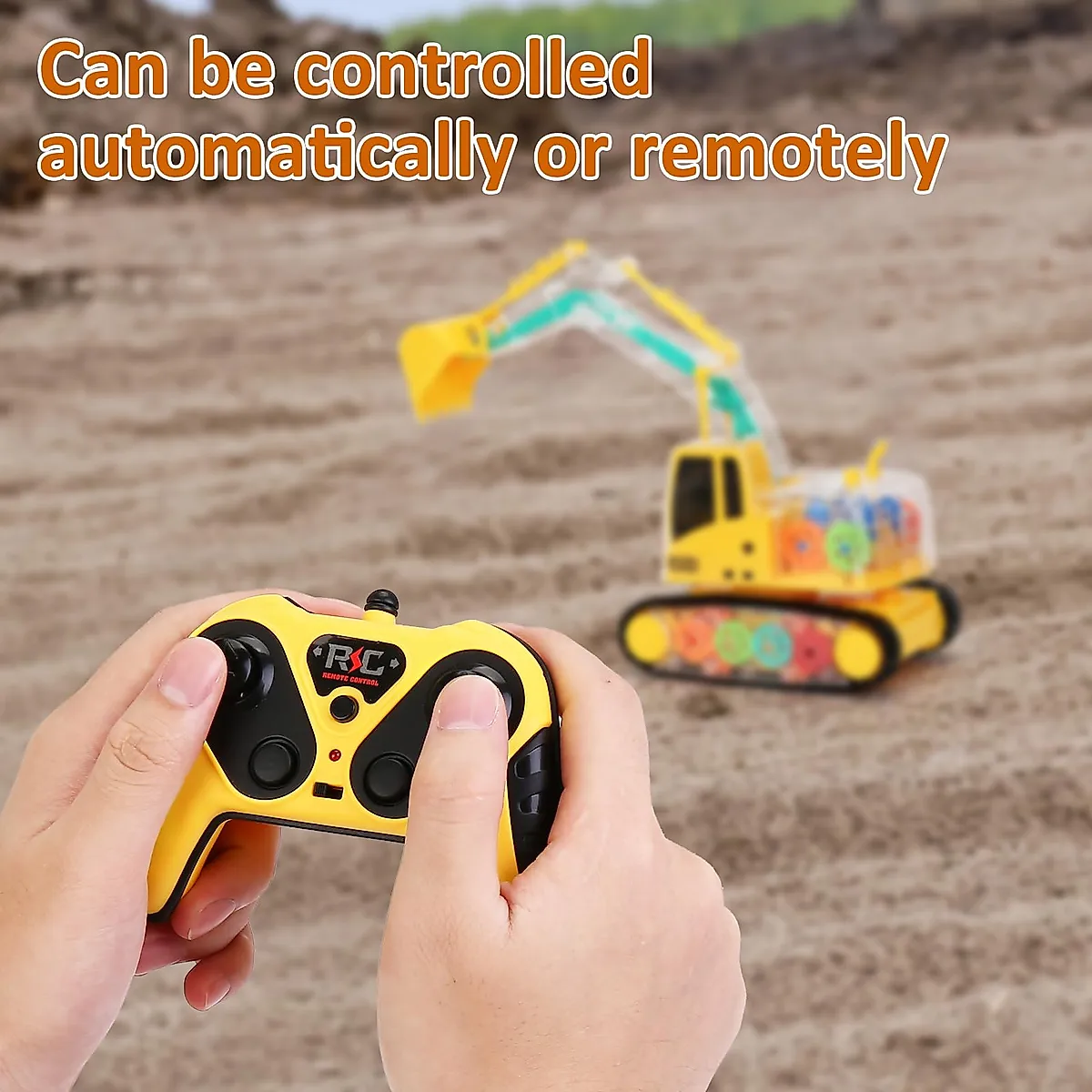 Remote Control Excavator,RC Excavator Toy Age 4-7 RC Construction Vehicles with Sound Lights Birthday for Boys 6 7 8 9