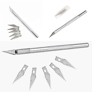 Comidox 2 Sets Stainless Steel Precision Carving Cutter Craft Knife Solid Metal Pen Knife Razor Tool for Phone PC Tablet Drone Repair DIY Art Work Sculpture