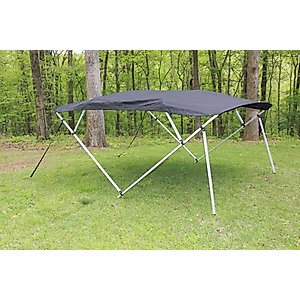 The Vortex Company Black Square Tube Frame 4 Bow Pontoon/Deck Boat Bimini TOP 10' Long, 91-96" Wide