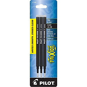 PILOT 77330 Frixion Gel Pen Refills, .7mm, Medium Pt, 3/PK, Black