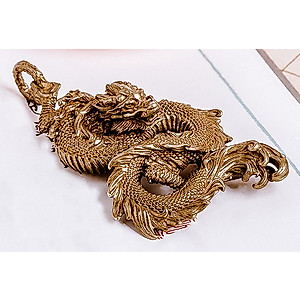 Vintage Style Brass Dragon Design Swivel Snap Hook Key Chain W/Rings Trigger Clip Keyring ( 925 Silcer Horn + Ring + Dragon ), 5.8 x 1.2 x 0.6 inch