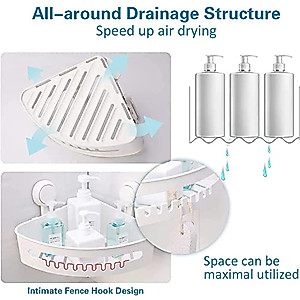 Urbanstrive Heavy Duty Suction Cup Corner Shower Caddy, Sleek Bathroom Shower Basket for Shampoo, Conditioner, Shower Rack for Bathroom, Drill-Free, Removable, White