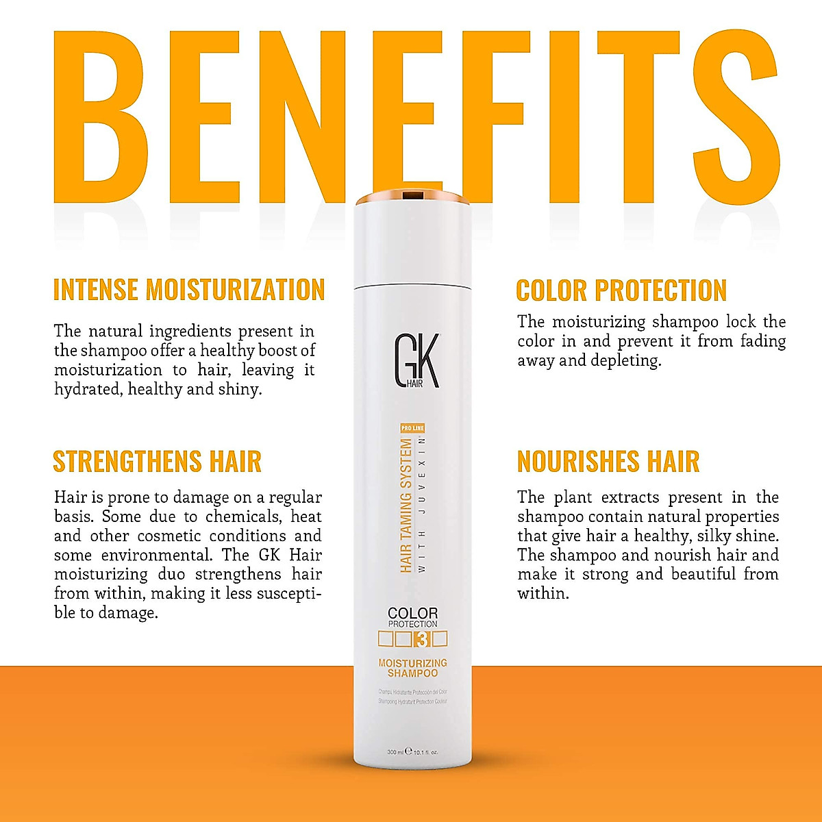 GK HAIR Global Keratin Moisturizing Shampoo & Conditioner 300ml - Serum 10ml