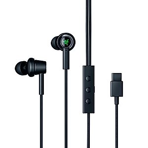 Razer Hammerhead USB-C Active Noise Cancellation (ANC) Earbuds DAC - Custom-Tuned Dual-Driver Technology - in-Line Mic & Volume Control - Aluminum Frame - Braided Cable - Matte Black
