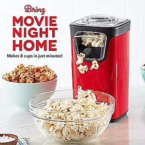 DASH Turbo POP Popcorn Maker with Measuring Cup to Portion Popping Corn Kernels + Melt Butter, 8 Cup Popcorn Machine - Red