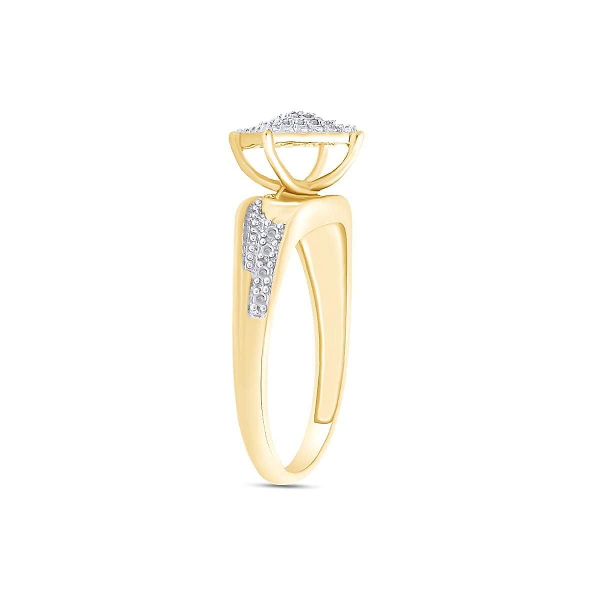 Jewel Zone US Natural Diamond Accent Engagement and Wedding Fashion Ring in 14k Gold Over Sterling Silver (0.03 Ct)