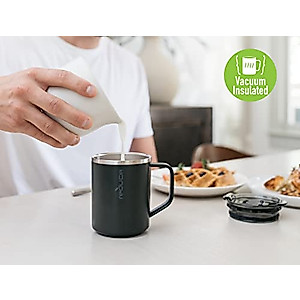 REDUCE Travel Coffee Mug, 18 oz - Insulated Mug for Hot Tea, Coffee and Other Hot Drinks - With Flo-Motion Lid and Handle - Single-Serve and Cupholder Friendly - Stone