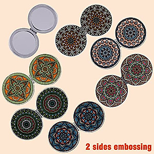 Beaufy Magnifying Compact Mirror Folding Portable,Round Small Handheld Travel Makeup Purse Mirror Pocket Mirror with 1x/2x Magnification Dual Sided - Gift for Women Girls Lady Men - 6 Pack