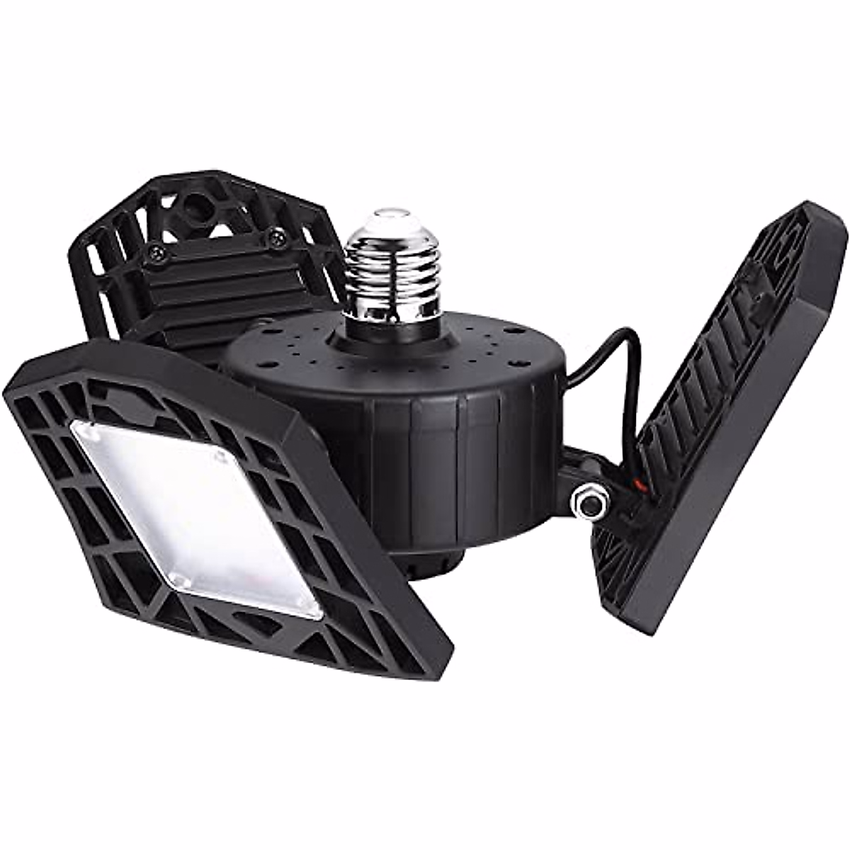 KONPWAY Deformable LED Garage Light - 6000 Lumen 2800K Warm White 60W, Three Leaf Garage Organization Ceiling Lighting