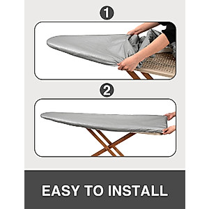 SUNKLOOF Extra Thick Ironing Board Cover and Pad, Resist Scorching and Staining, 15x54 Reflective Silicone Iron Board Cover With Padding, Elastic Edges, 4 Fasteners, Large Protective Scorch Mesh Cloth