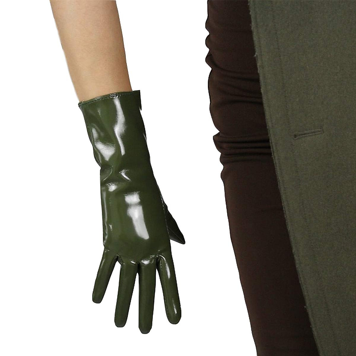 DooWay Women Sexy Faux Leather Shiny Long Latex Gloves Mittens Culb Wear Cosplay Costumes Opera Evening Finger Gloves