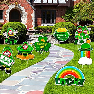 Qpout 8PCS St. Patrick's Day Yard Signs, Yard Signs with Stakes Irish Outdoor Sign Decorations Suitable for Irish St. Patrick's Holiday Party Outdoor Lawn Decorations Lawn Yard Irish Decorations