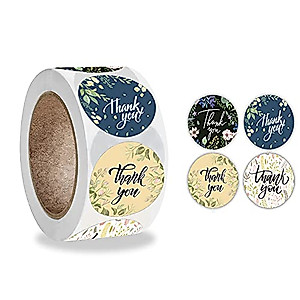 Thank You Stickers, 1000 Pieces Round Shape Labels in 2 Rolls Large Self-Adhesive Thank You Decoration for Holiday, Parties, Home, School, Office