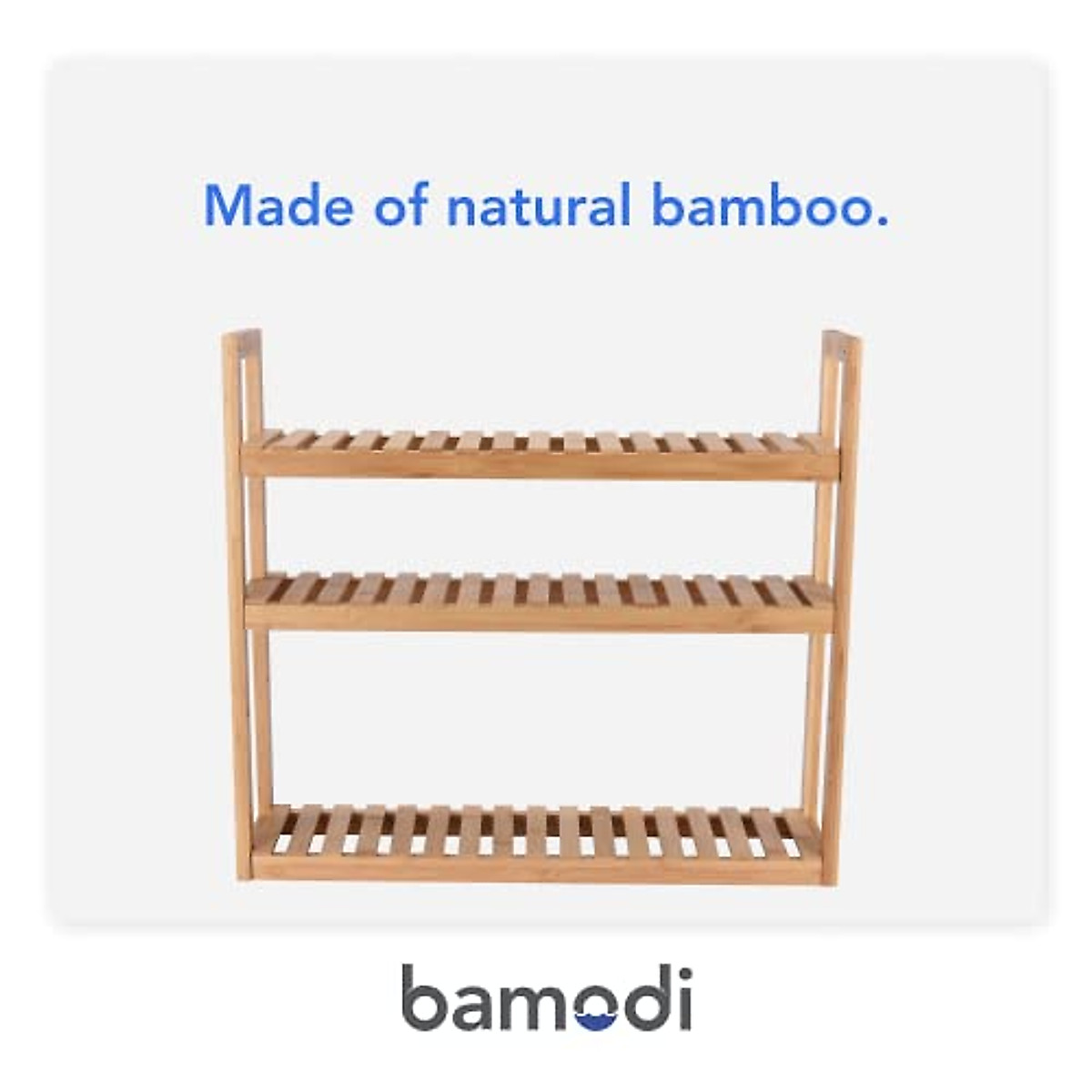 Bamodi Bamboo Bathroom 3 Tier Shelf - Multi-Shelves Bathroom Rack - Open Shelf Organizer for Kids Bedroom, Living Room, Office, Kitchen - Standing Storage Display Shelf for Towel, Book, Decor