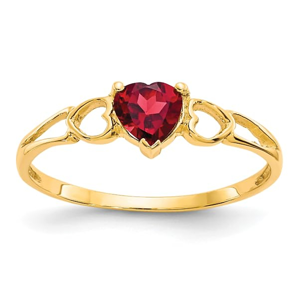 IceCarats 10K Yellow Gold Red Garnet Heart Love Ring Gemstone Band January Birthstone Jewelry Size 7